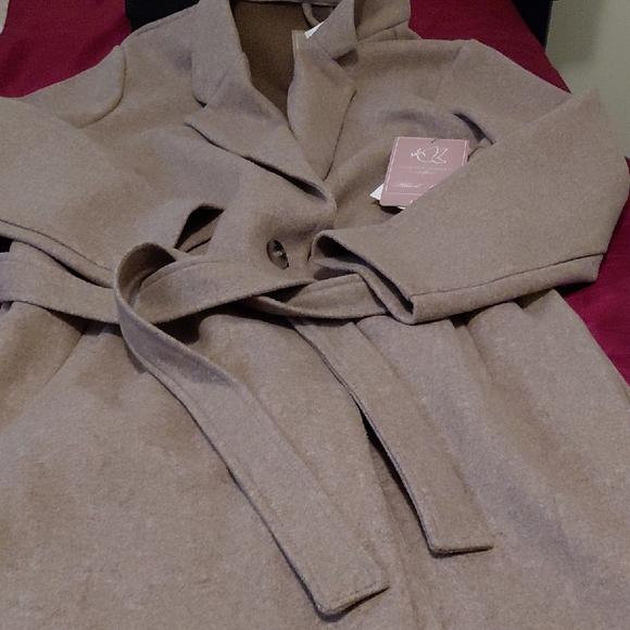 Jackets & Coats | Stylish Tan Belted Coat Brand New | Poshmark